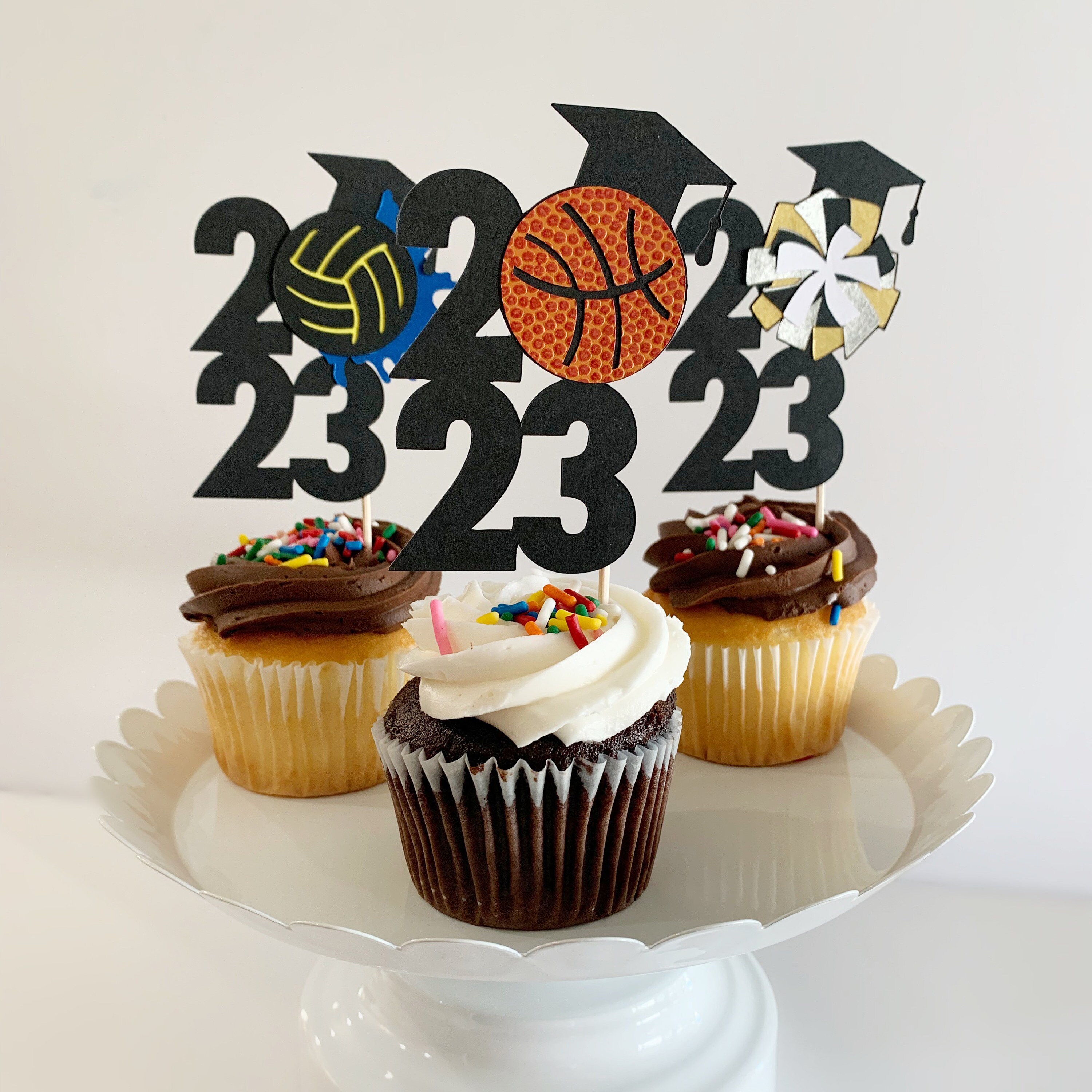 Graduation Cupcake Toppers With Sport, 2025, Sport/talent With Cap ...