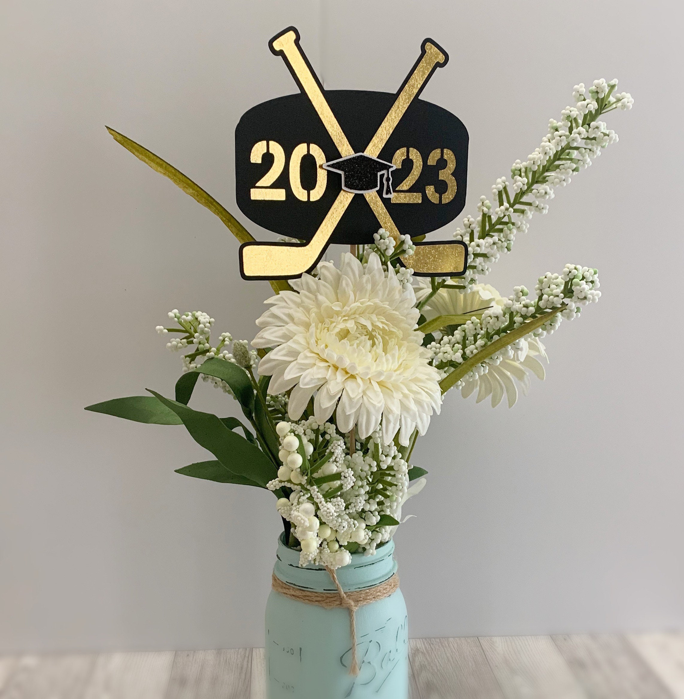 Hockey Graduation Centerpiece Picks, Silver, Gold, Sticks, Graduation ...