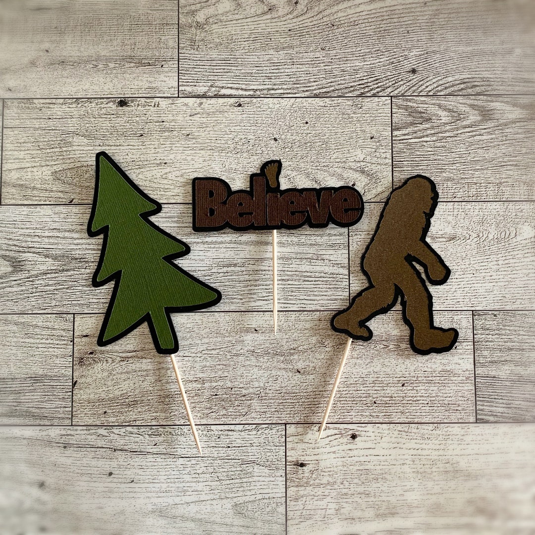 Bigfoot Cupcake Toppers, Bigfoot, Believe, Tree, Food Pick, Party ...