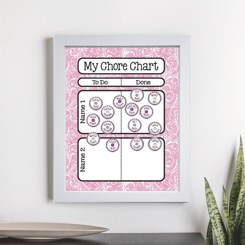 Magnetic Chore Chart Pink Flourish | Etsy