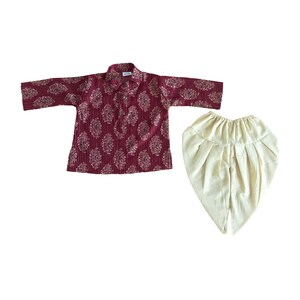 Red Block Print Baby Outfit: Cotton Kurta Dhoti Set - Etsy