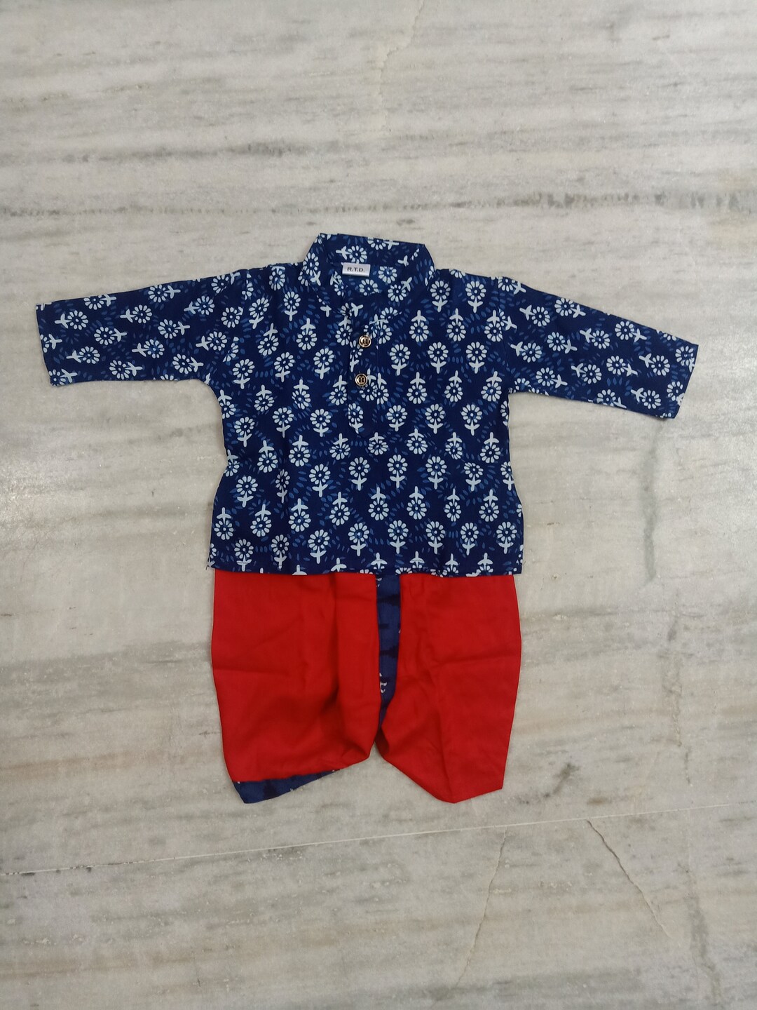Kids Wear Newborn Dress Blue Indigo Rayon Dhoti Kurta Traditional ...