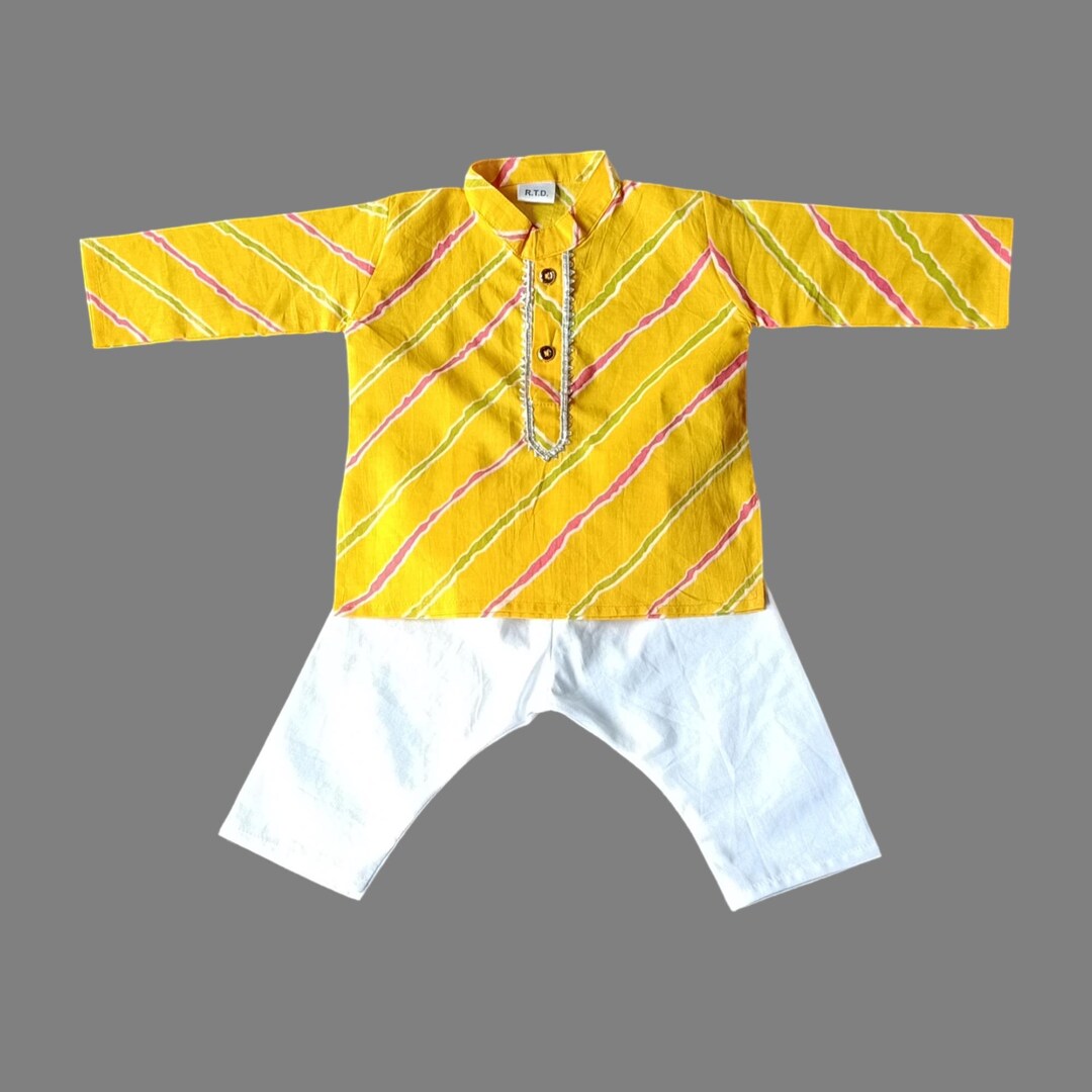 Handmade Baby Boy Haldi Outfit: Yellow Kurta Pajama, Organic Cotton - Etsy