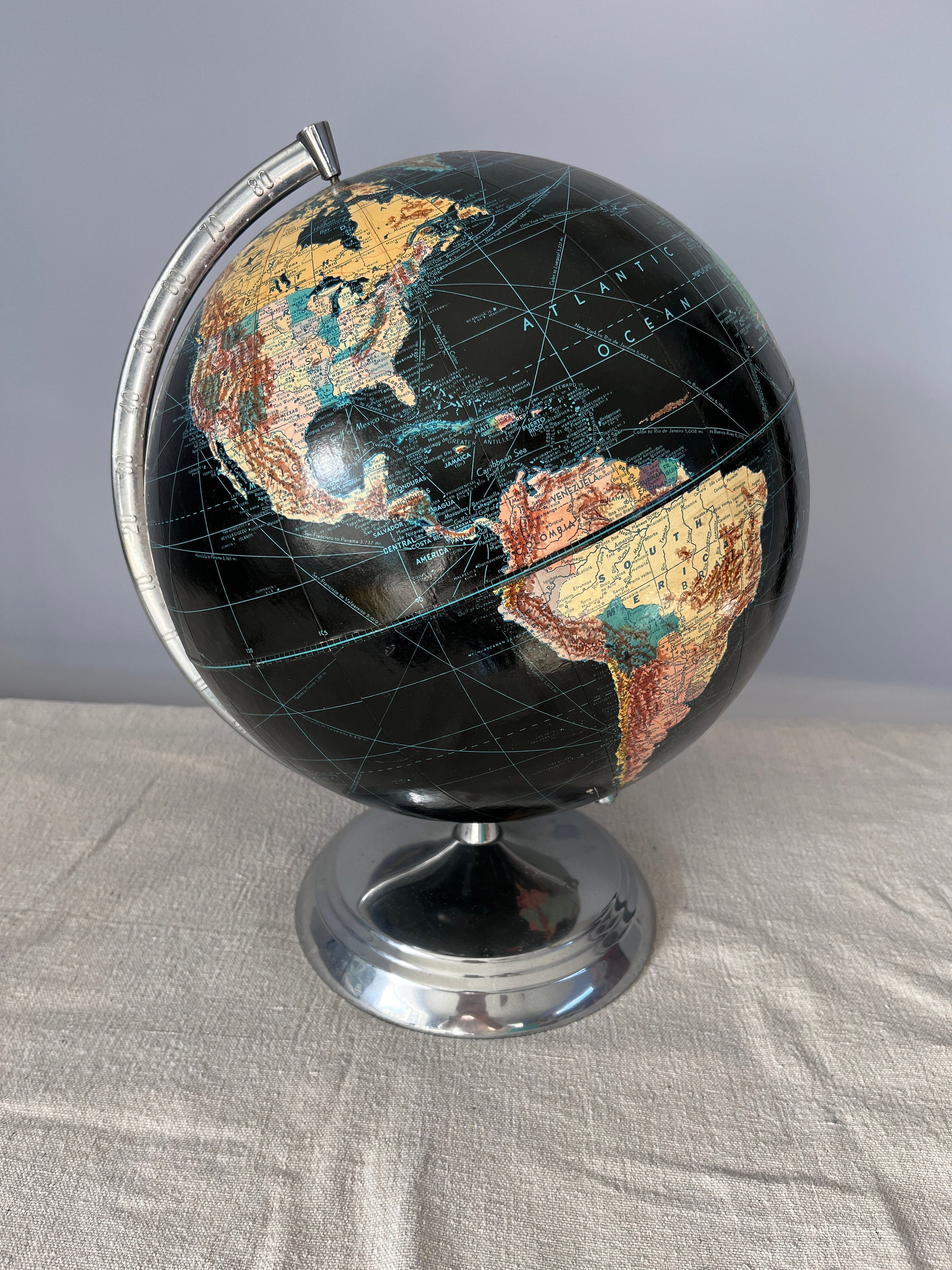 Vintage Black And White Globe