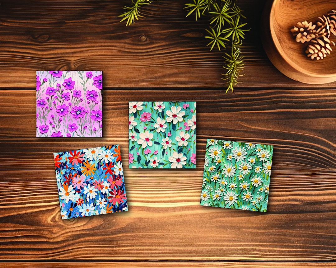 Floral Drink Coaster Set Handmade Custom Coasters Gifts Friends ...