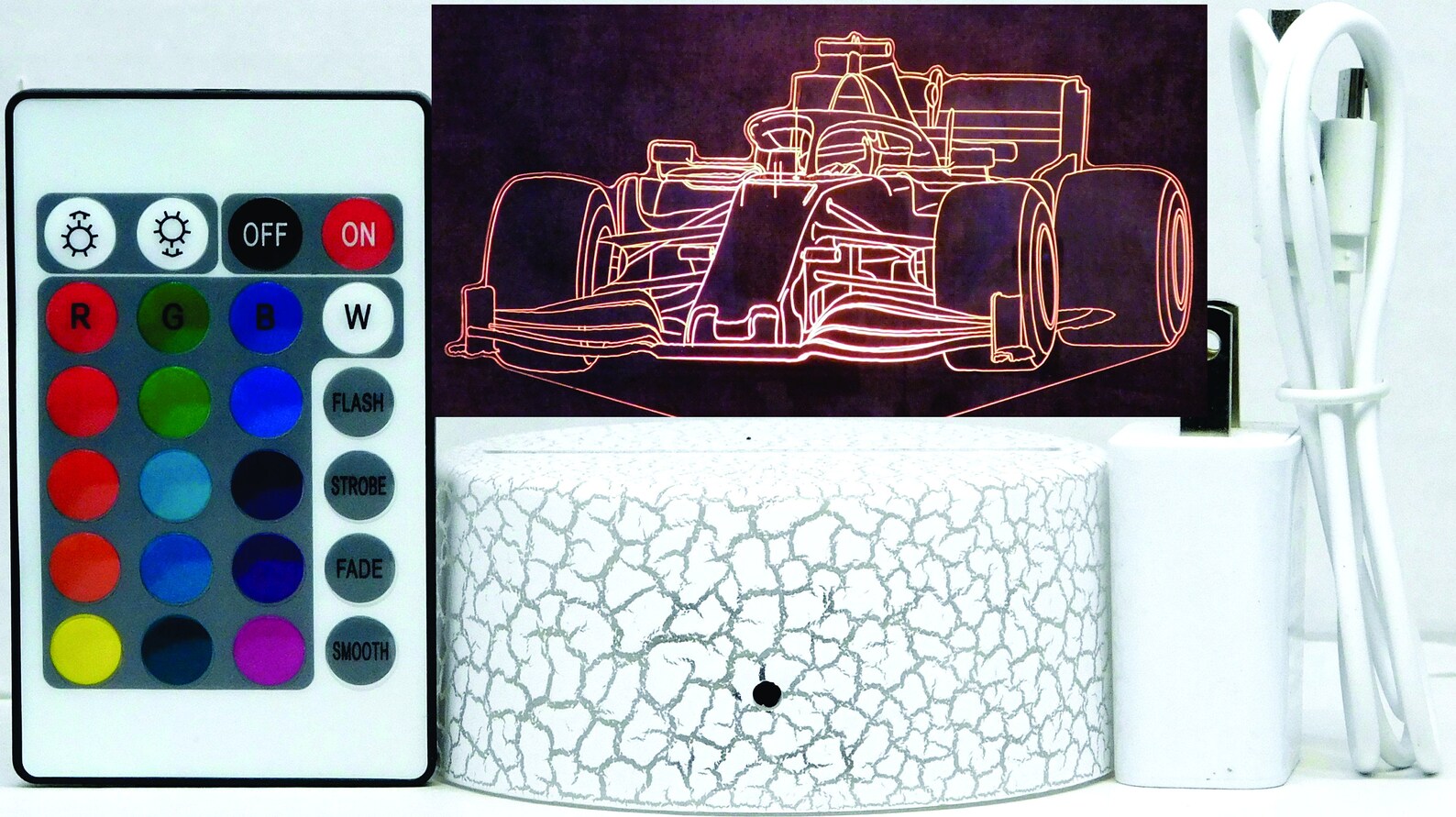 Ferrari F1 3-D Optical Illusion Multicolored LED Lamp - Etsy