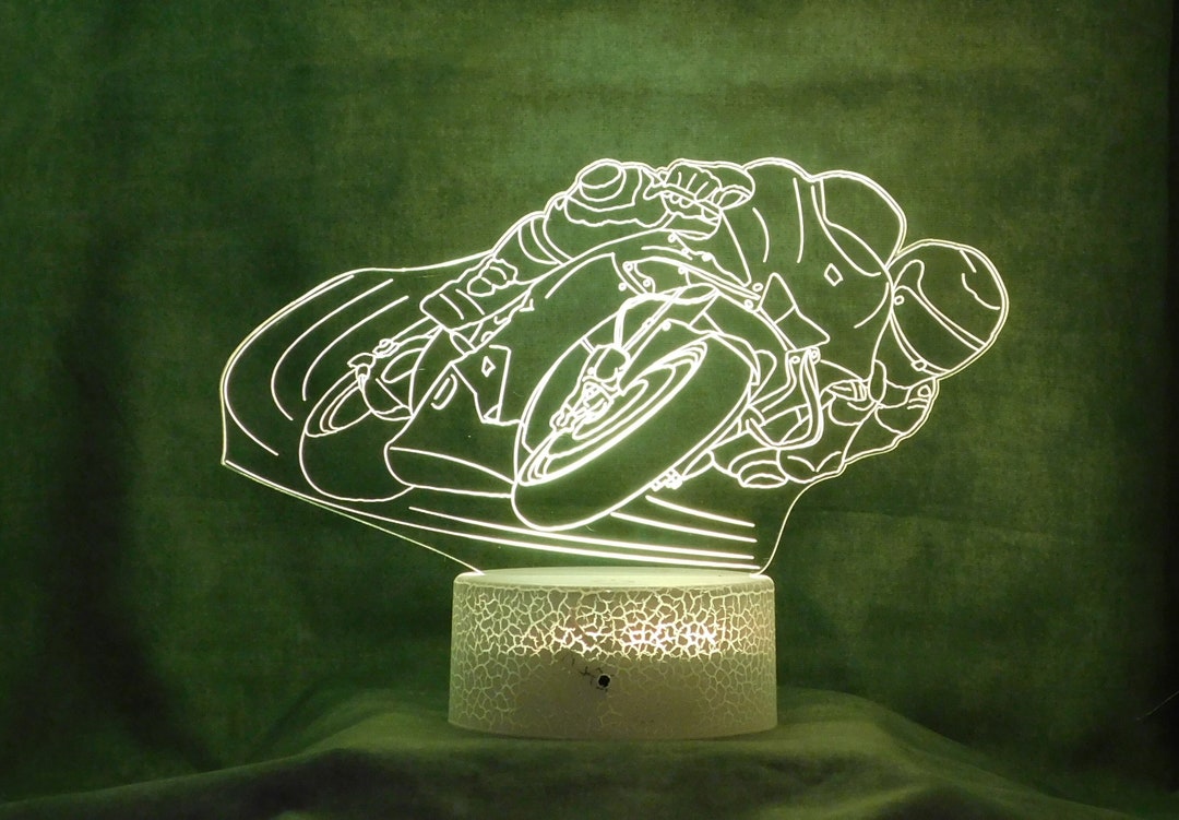 Motorcycle Road Racer 3-D Optical Illusion Multicolored LED Lamp - Etsy