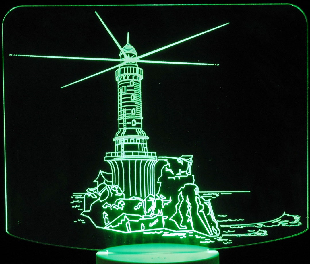 Lighthouse Seashore 3-D Optical Illusion Multicolored Rectangle Lamp - Etsy