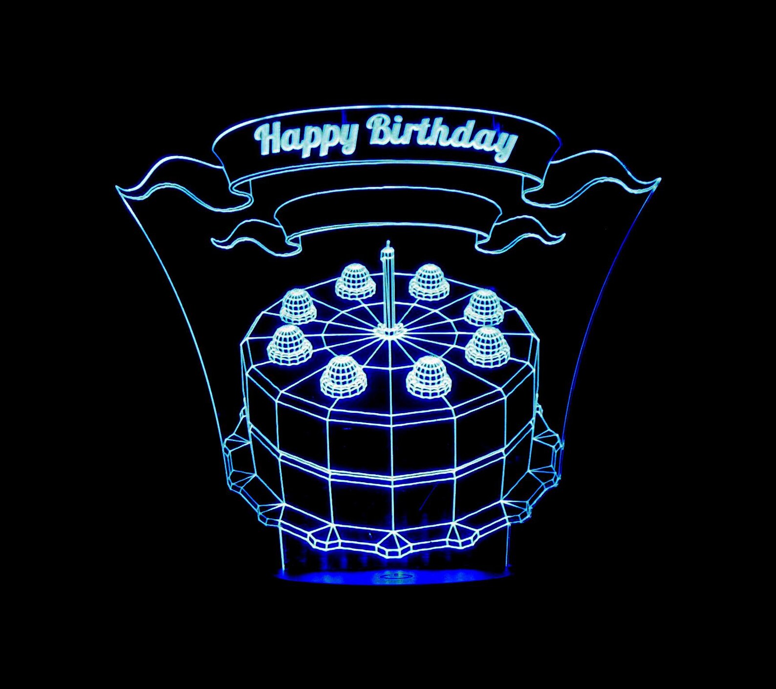 Birthday Cake 3-D Optical Illusion LED Desk Table Night Lamp | Etsy