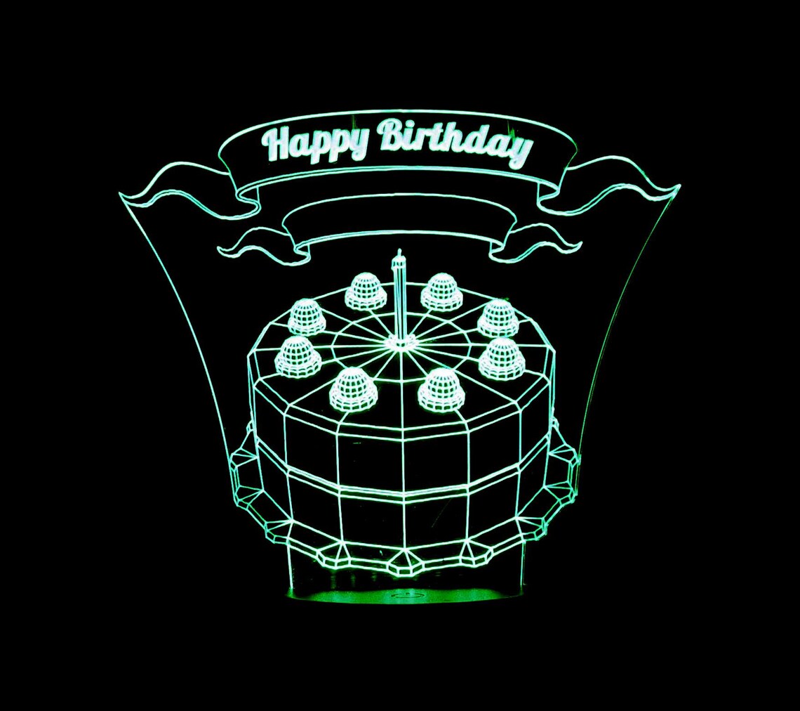 Birthday Cake 3-D Optical Illusion LED Desk Table Night Lamp - Etsy