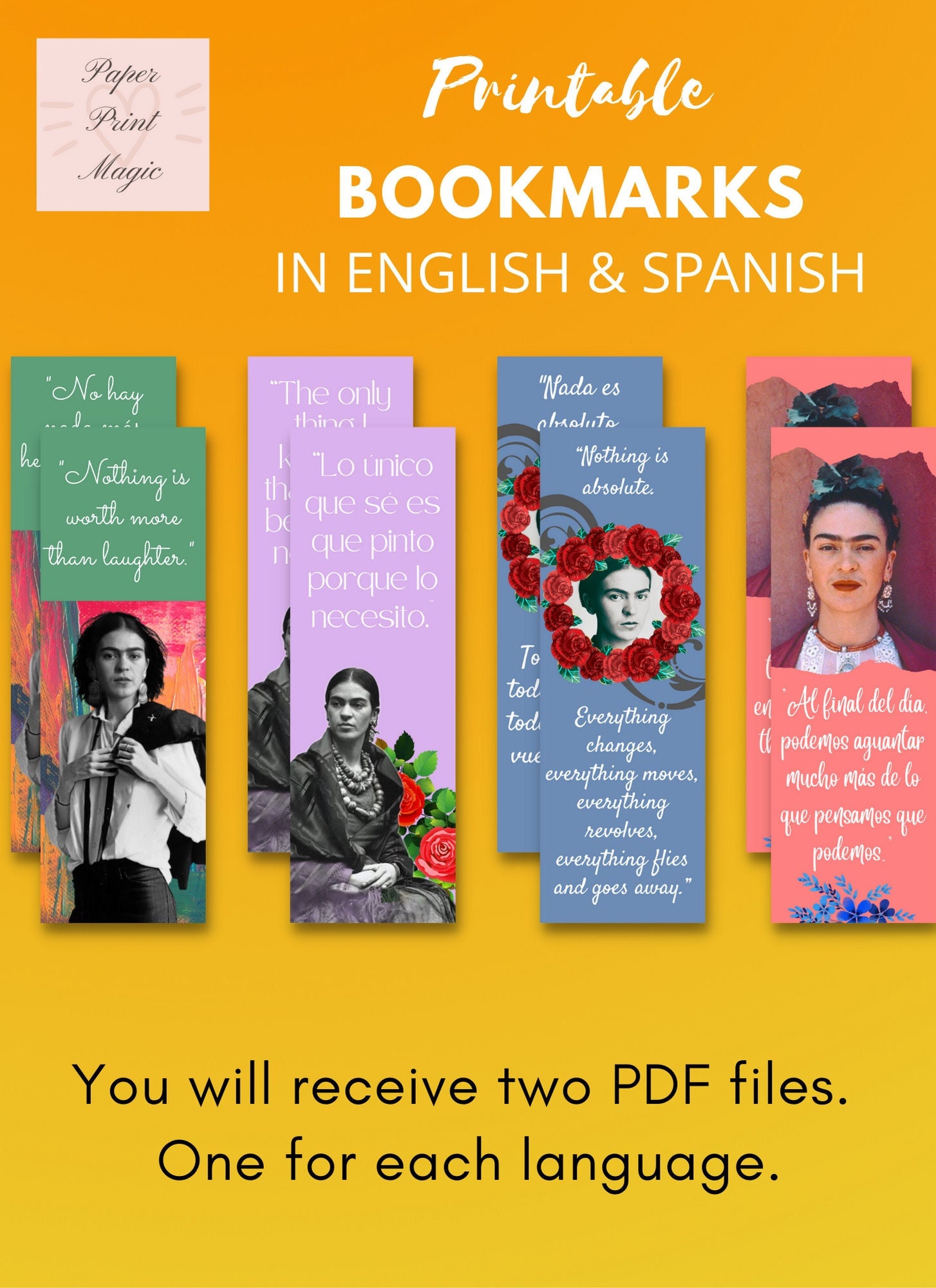8 Bookmarks | Printable Frida Kahlo Bookmarks #2 | Digital Download ...