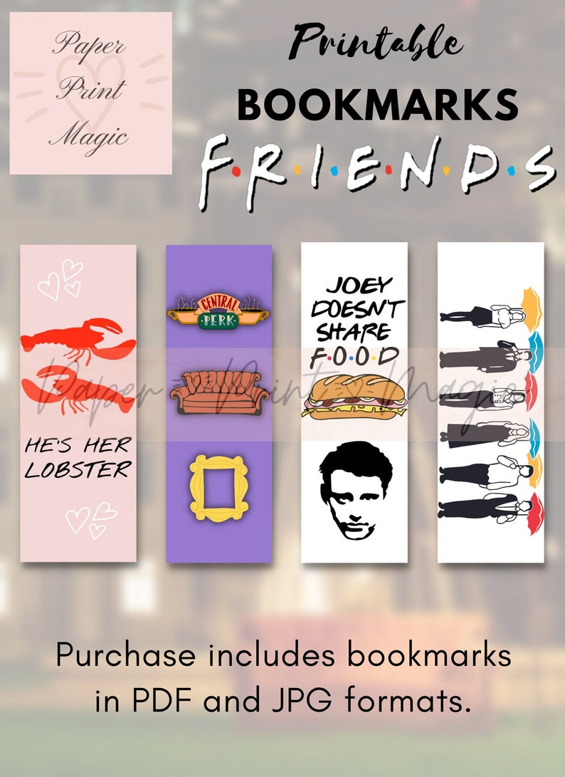 8 Bookmarks | FRIENDS TV Show Bookmarks | Digital Download | Instant ...