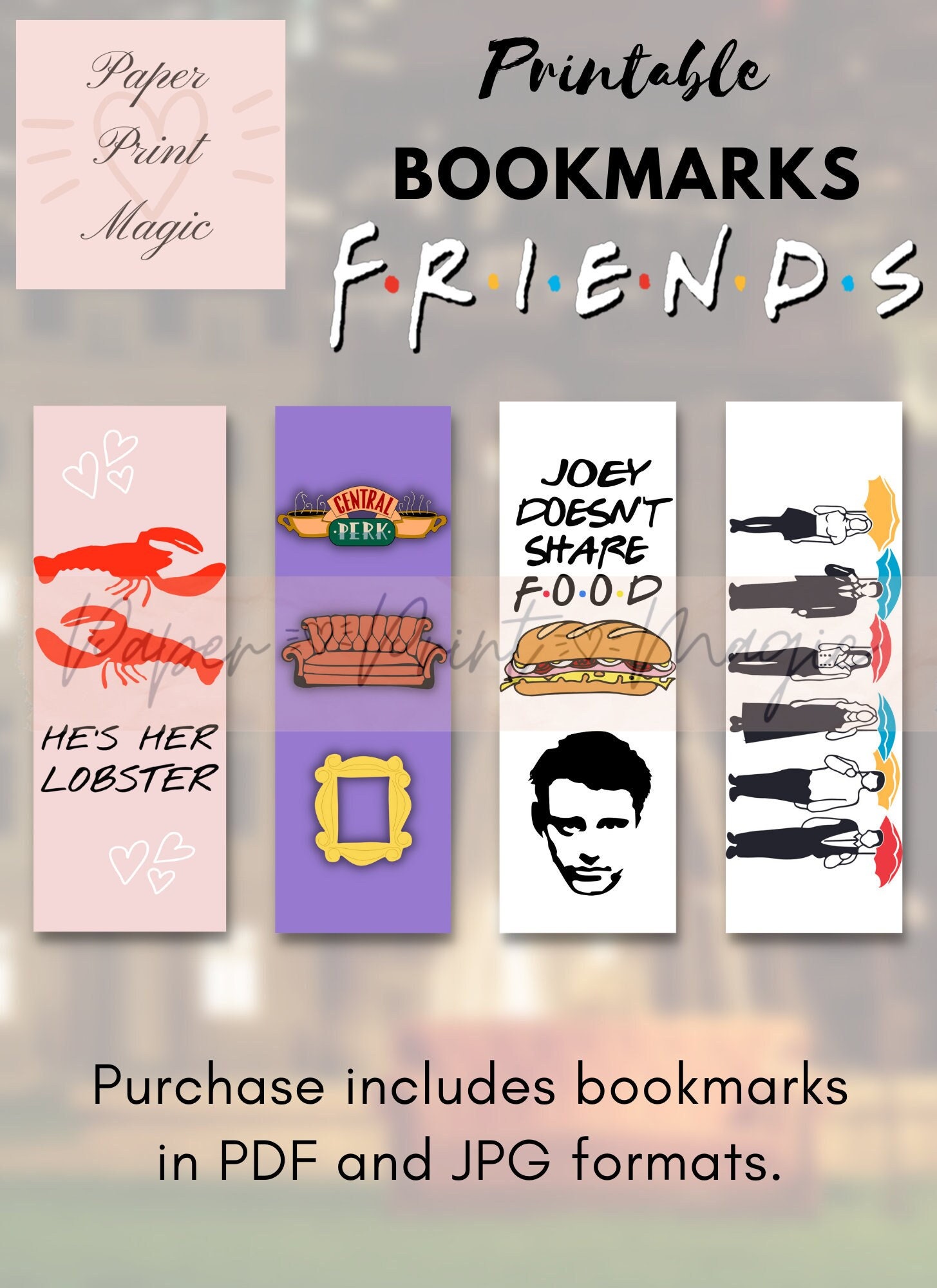 8 Bookmarks | FRIENDS TV Show Bookmarks | Digital Download | Instant ...