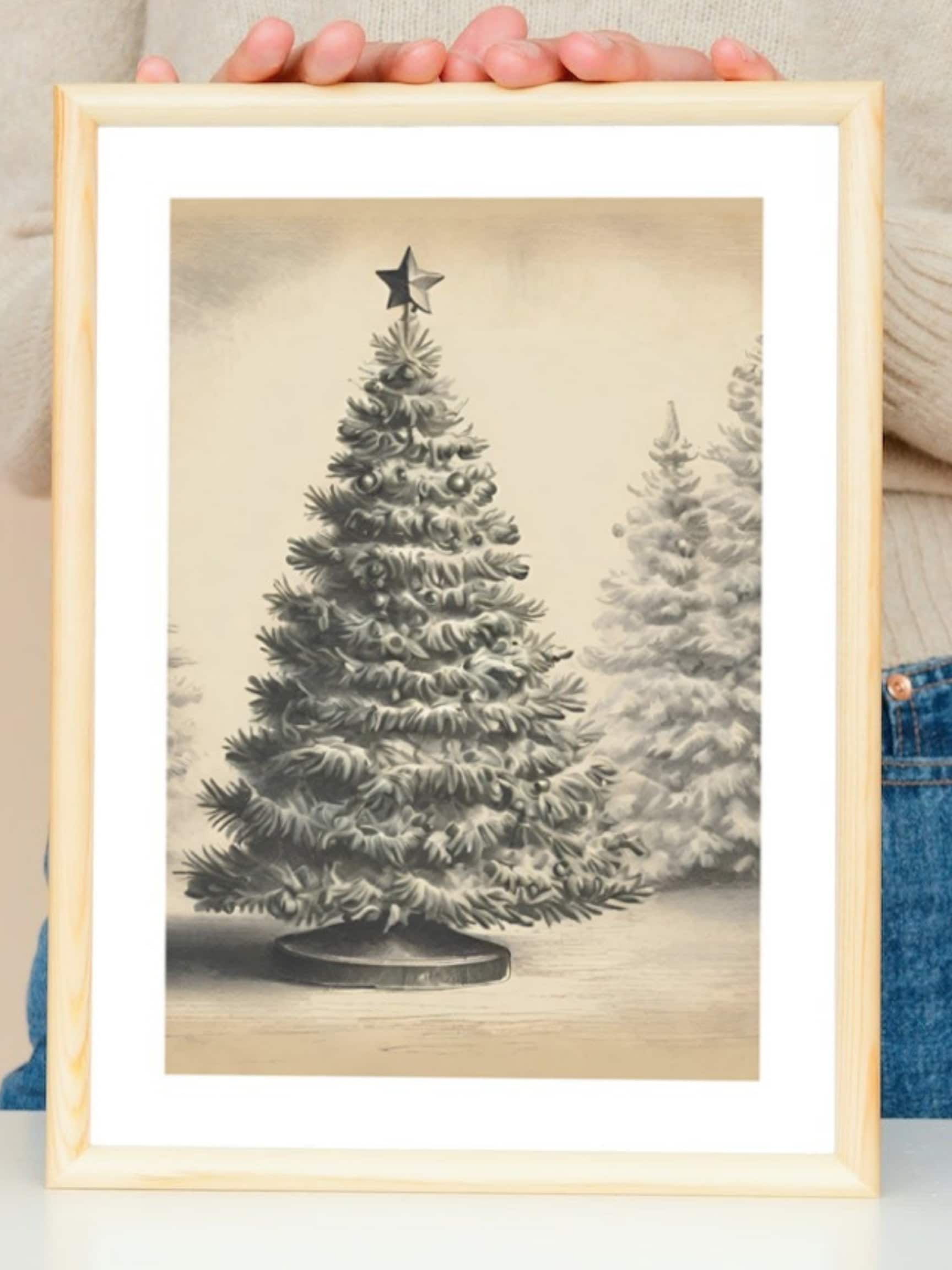 Printable Vintage Christmas Trees Set of 6 | Printable Holiday Art ...