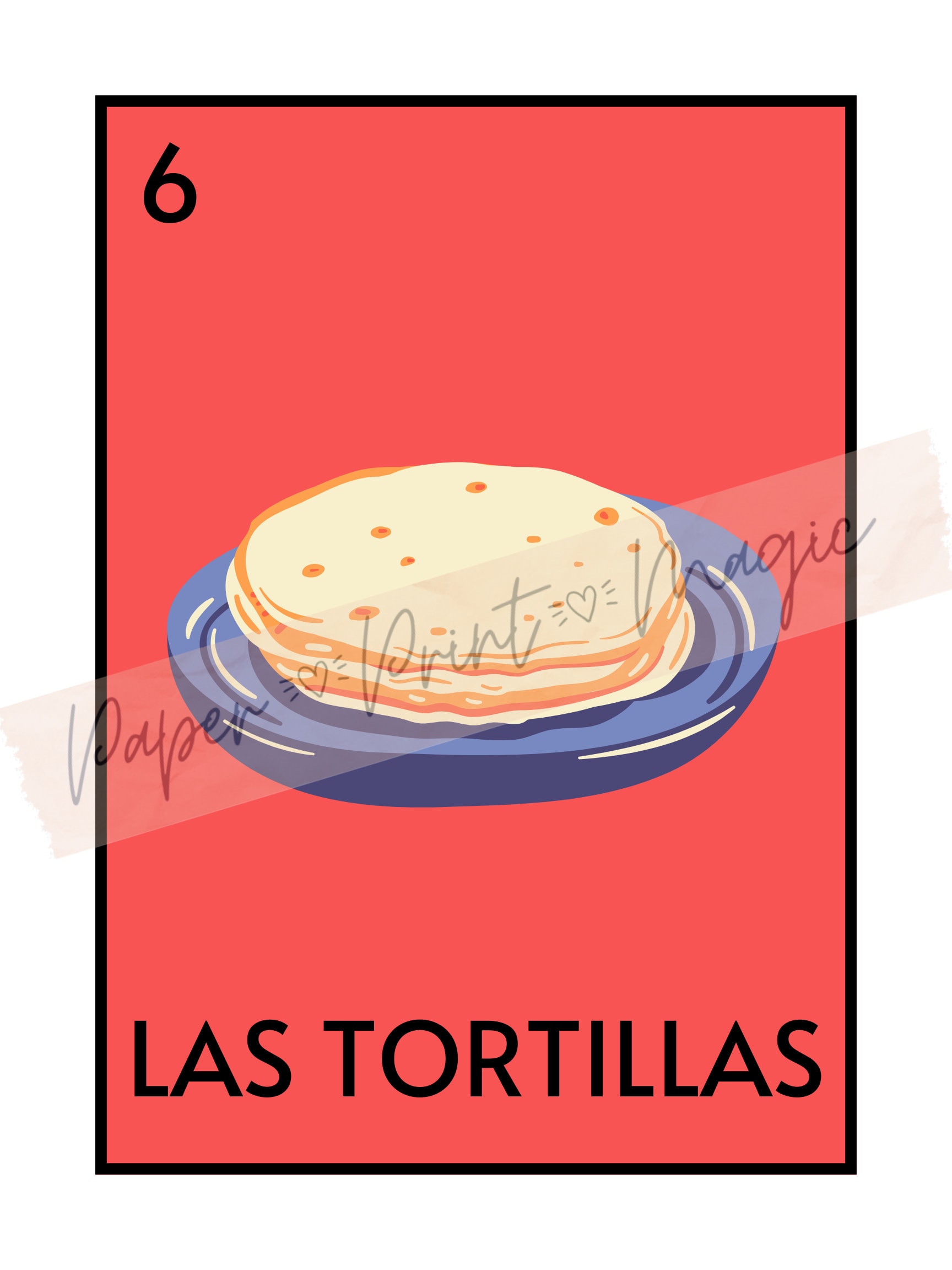 Las Tortillas Print | Loteria | Mexican Kitchen | Spanish | Loteria ...