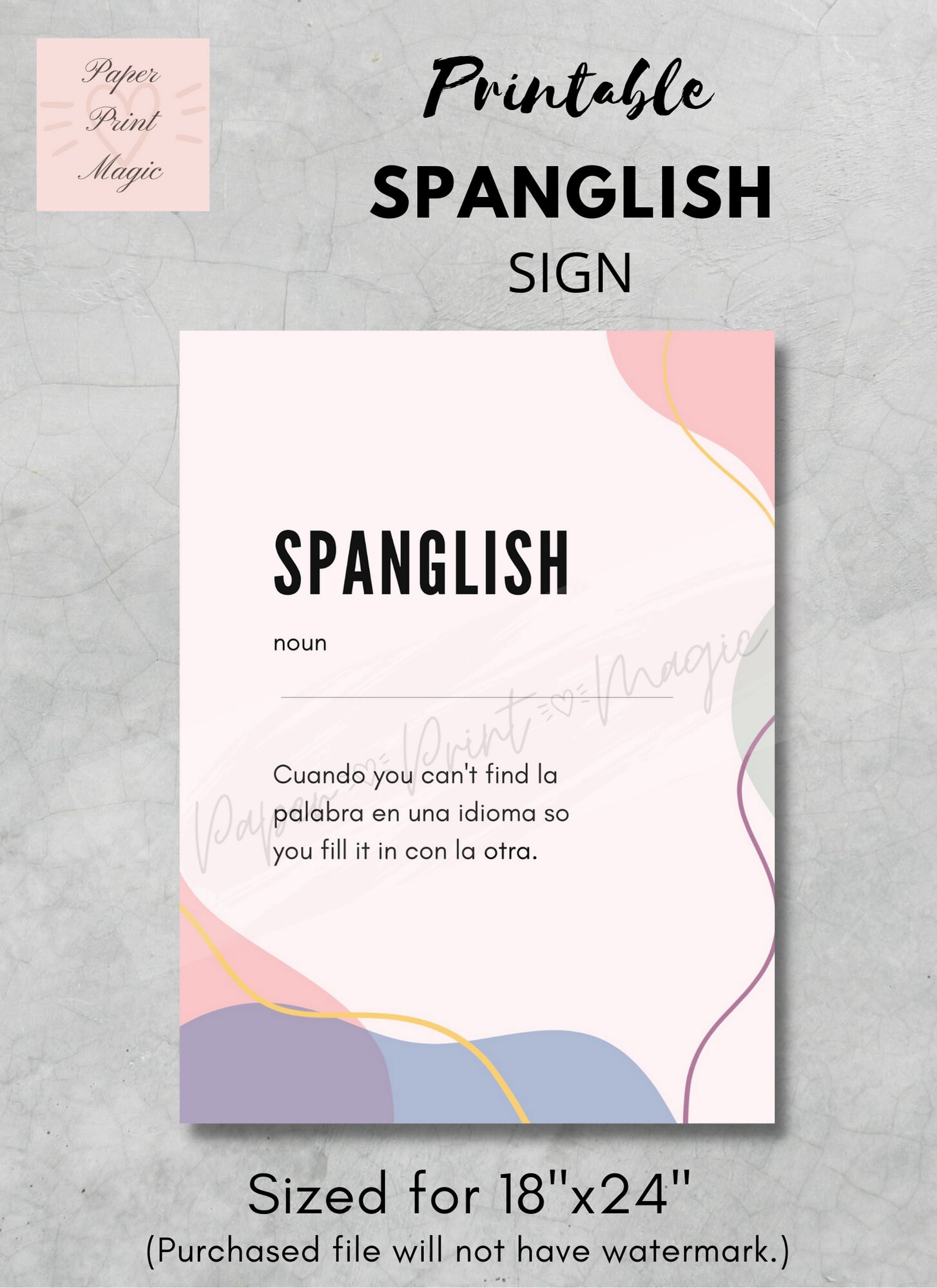 Spanglish Definition Humor Latinx Funny Sign Instant - Etsy