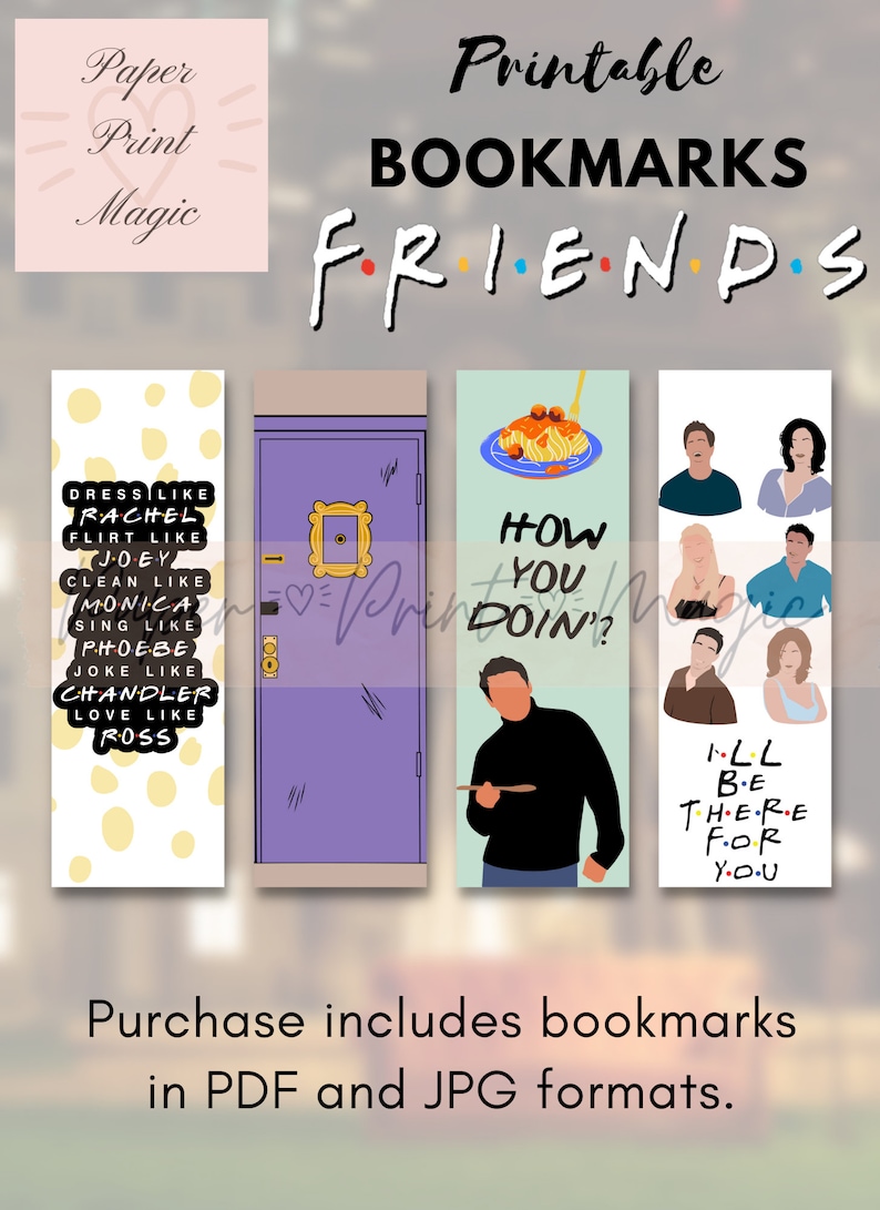 FRIENDS TV Show Bookmarks: Character Quotes (digital Download) - Etsy