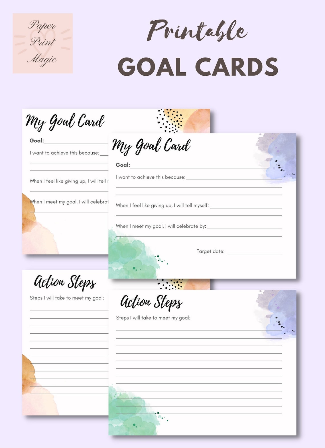 Goal Setting Card | Goal Tracker | Goal Card Printable Goal Card ...