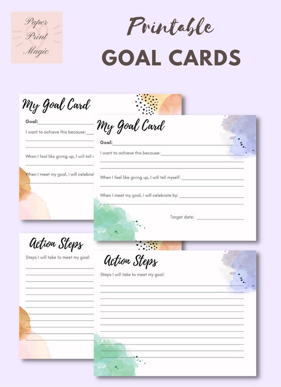 Goal Setting Card Goal Tracker Goal Card Printable Goal | Etsy