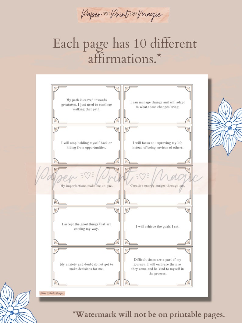 100 Minimalist Affirmation Cards | Printable Motivation (PDF) - Etsy