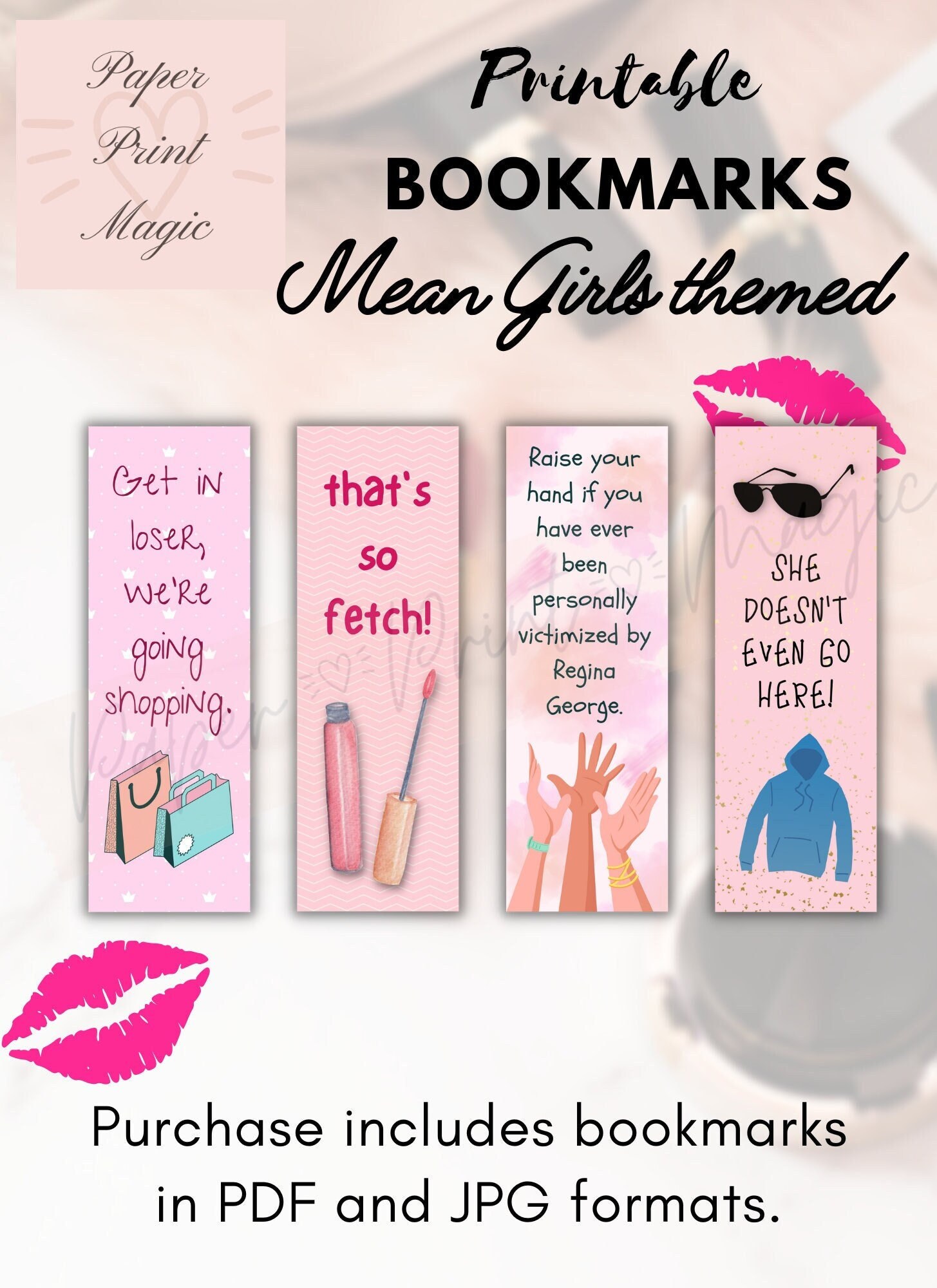 Mean Girls Bookmarks Digital Download 4 Bookmarks Instant Download Book ...
