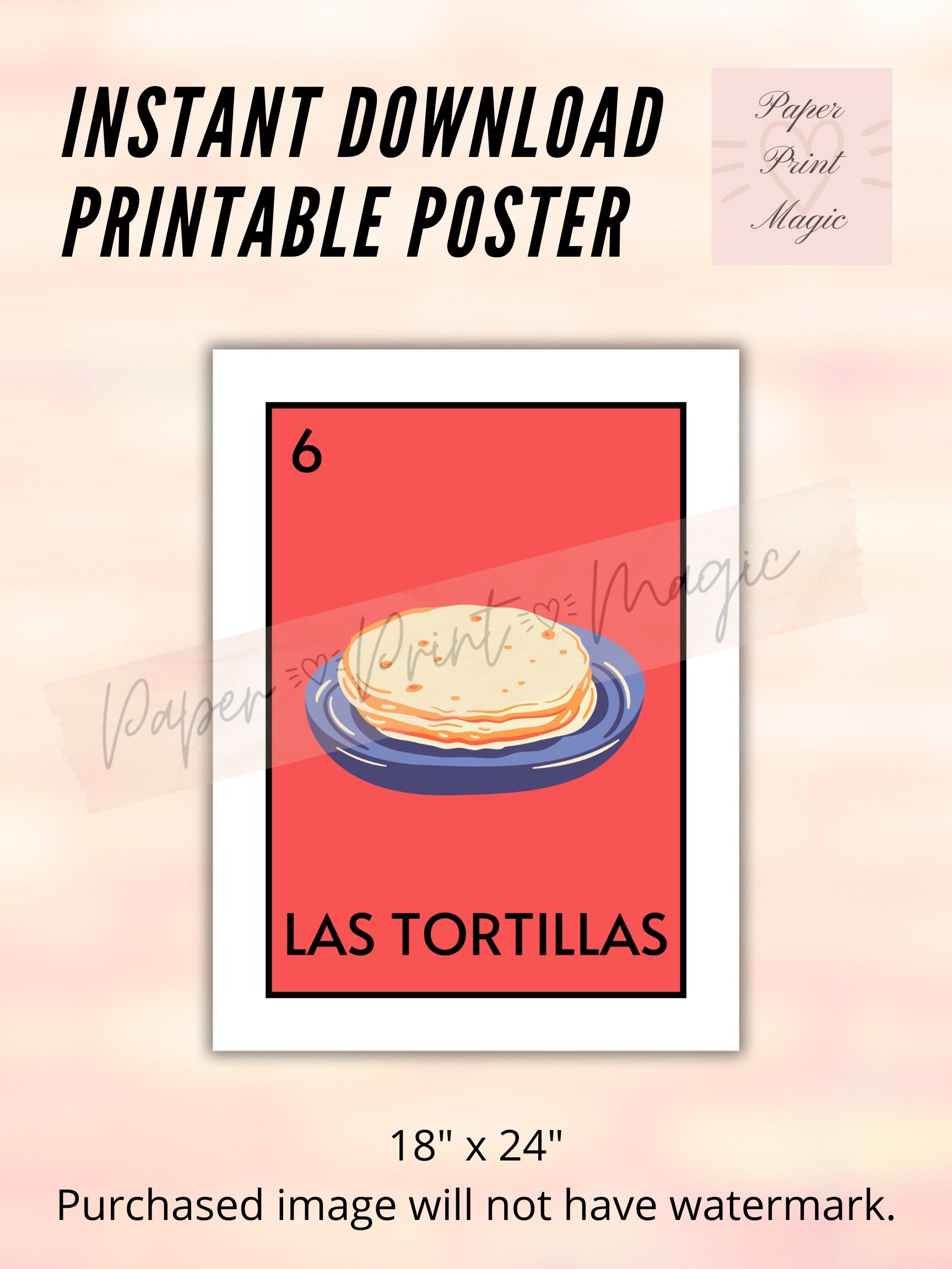 Las Tortillas Print | Loteria | Mexican Kitchen | Spanish | Loteria ...