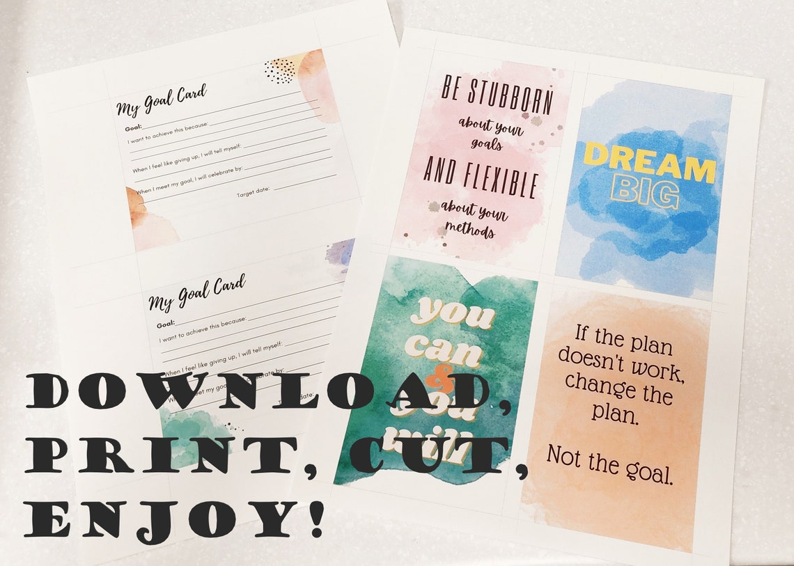 Goal Setting Card | Goal Tracker | Goal Card Printable Goal Card ...
