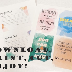 Goal Setting Card | Goal Tracker | Goal Card Printable Goal Card ...