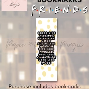 8 Bookmarks | FRIENDS TV Show Bookmarks | Digital Download | Instant ...