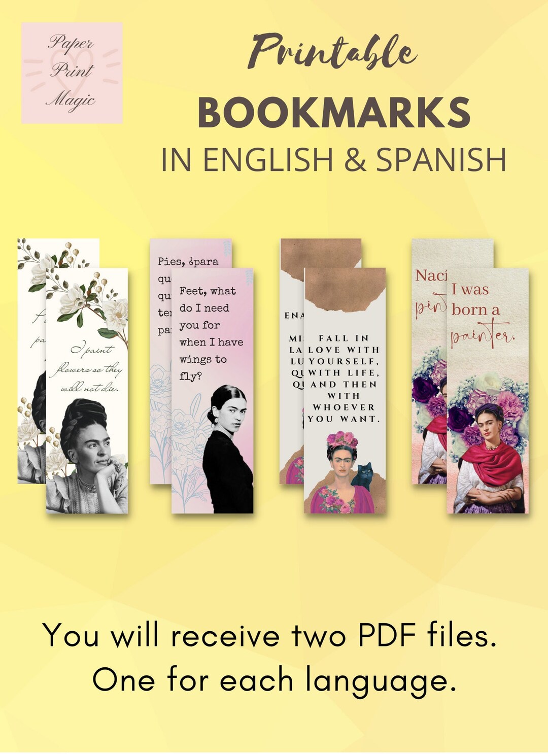 Printable Frida Kahlo Bookmarks 1 Digital Download Frida Kahlo Quotes ...