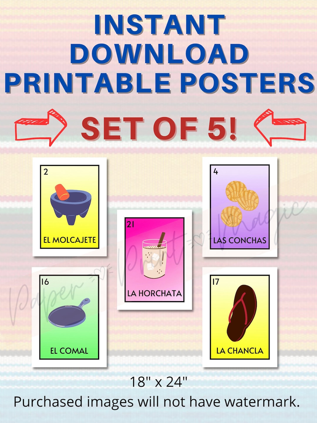 SET of 5 | Loteria | Spanish | Loteria Cards | Instant Download | JPG ...