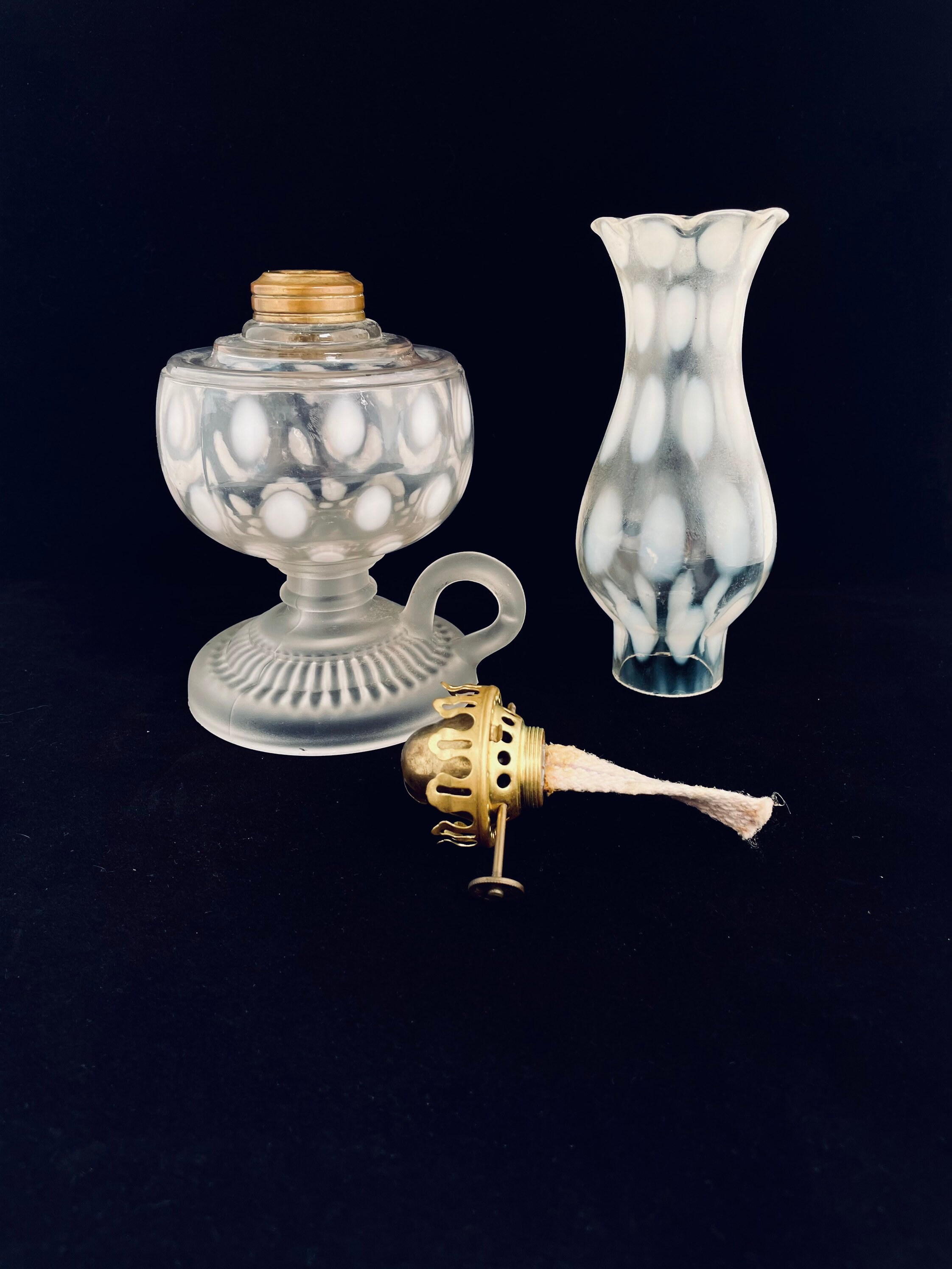 Vintage/antique Venetian Opalescent Coin Dot Hand Lamp - Etsy