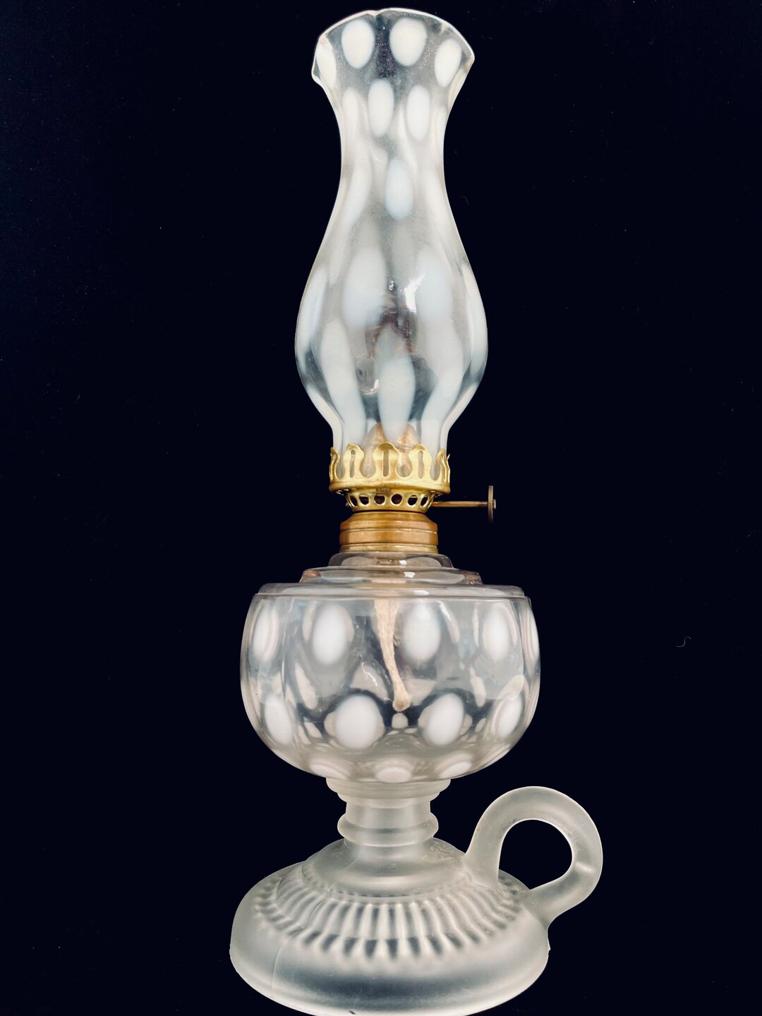 Vintage/antique Venetian Opalescent Coin Dot Hand Lamp - Etsy