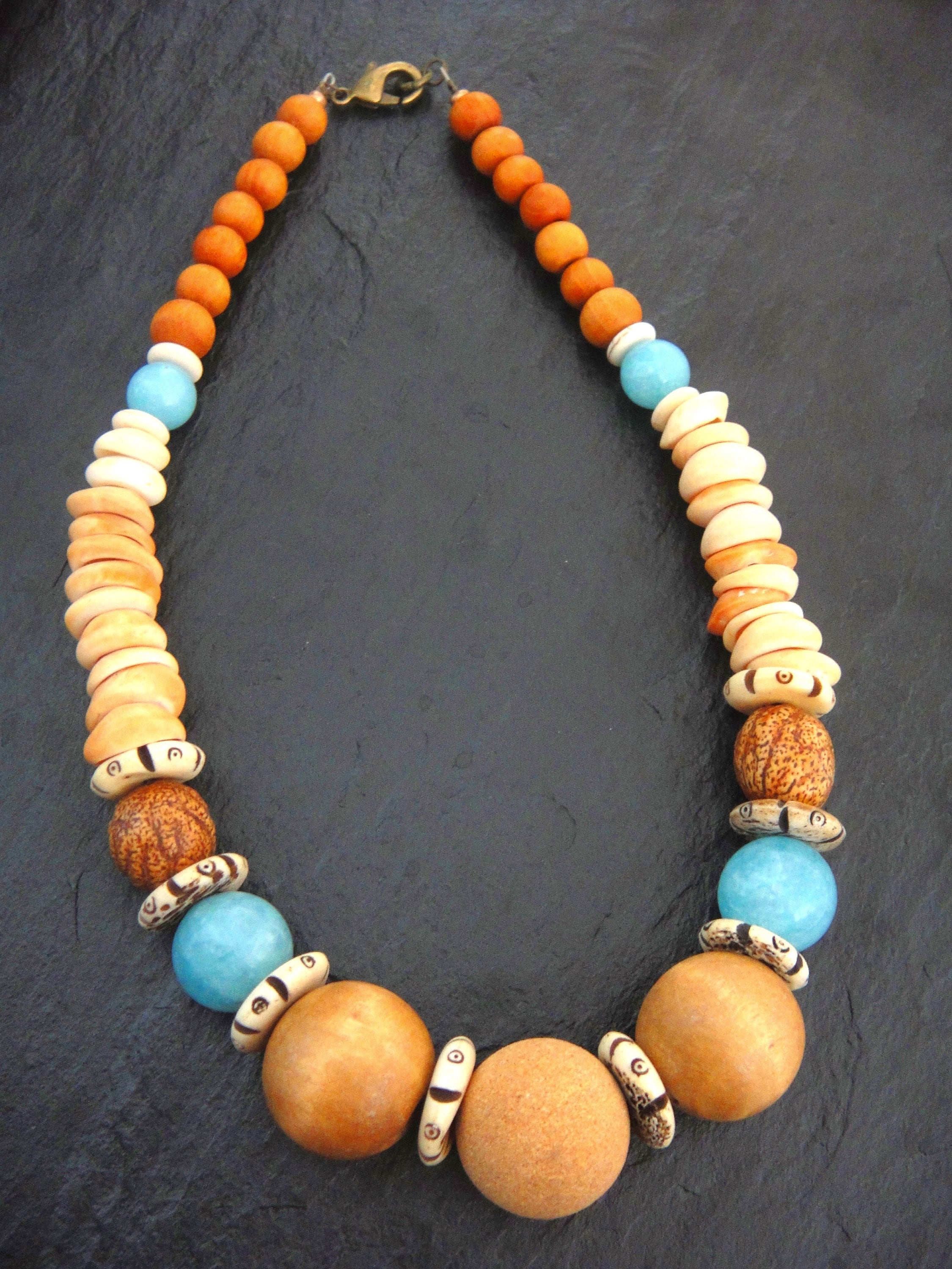 Ethnic Shell Choker Gemstone Necklace Carved Bone Custom Designer ...