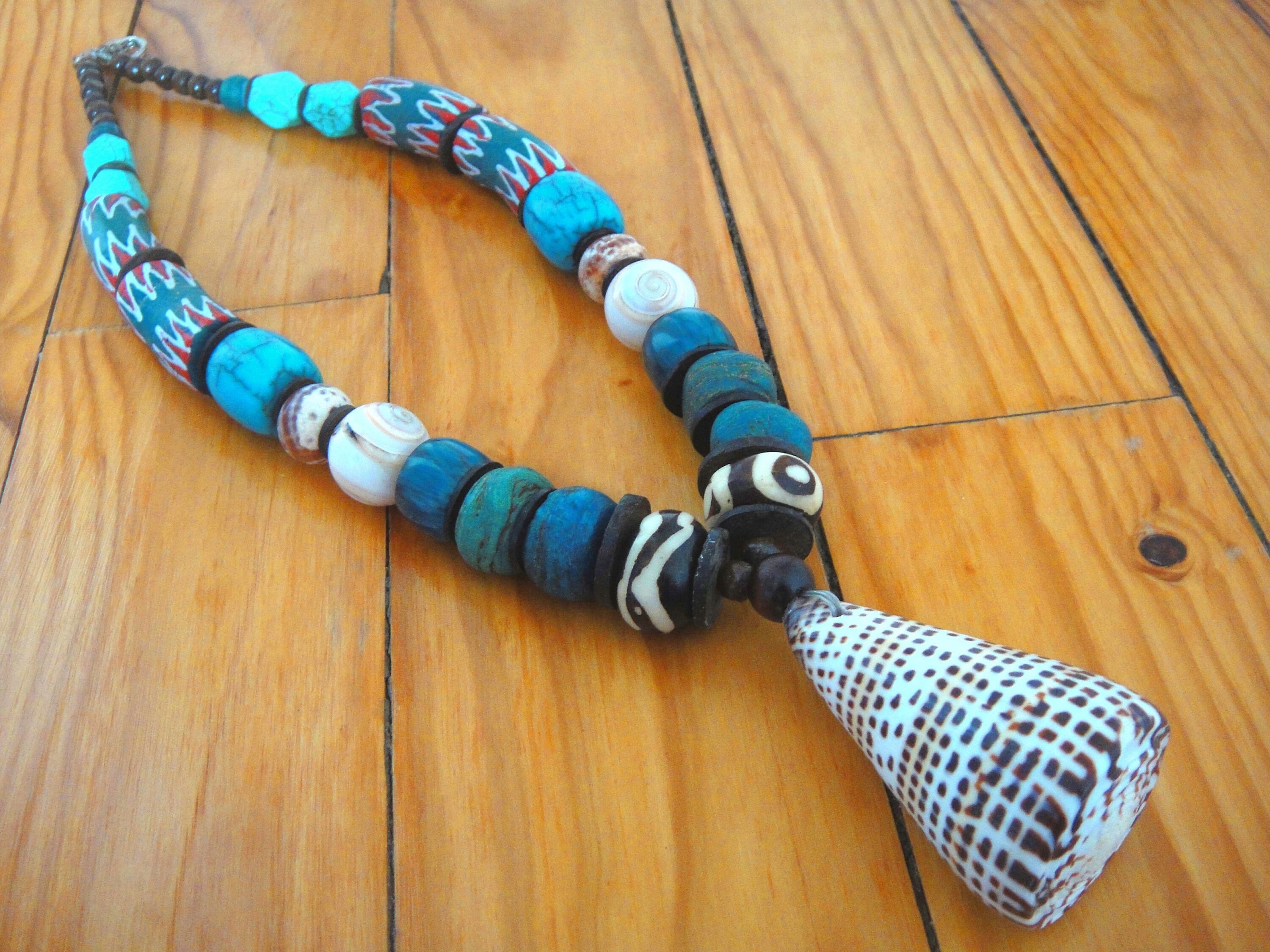 Mens African Jewelry Trade Bead Necklace Tribal Bone Choker Ethnic ...