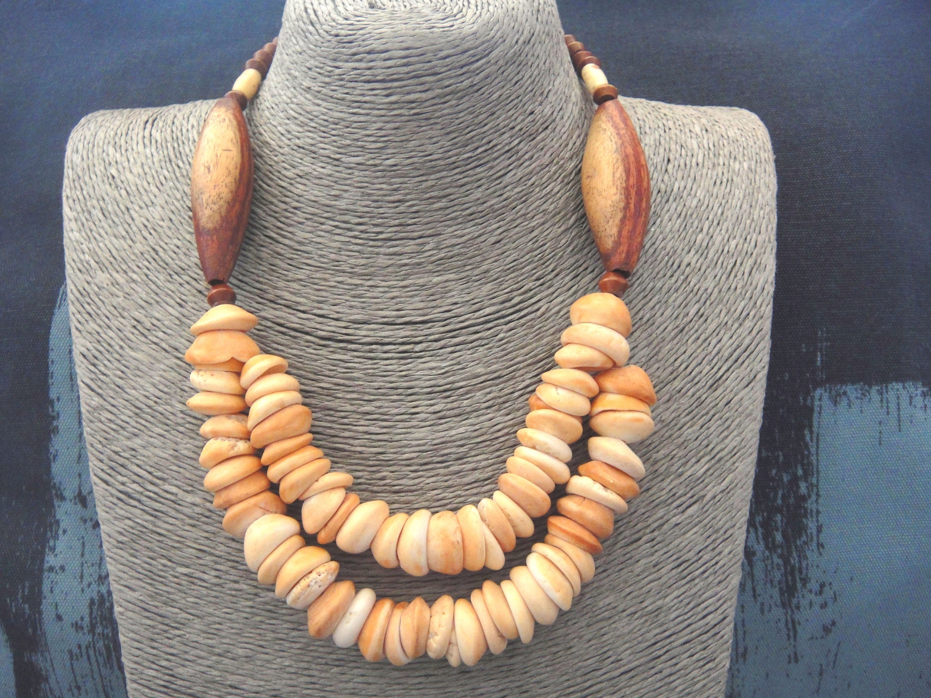 Tribal Shell Bib Ethnic Bone Necklace Luxury High End Chunky Necklace ...