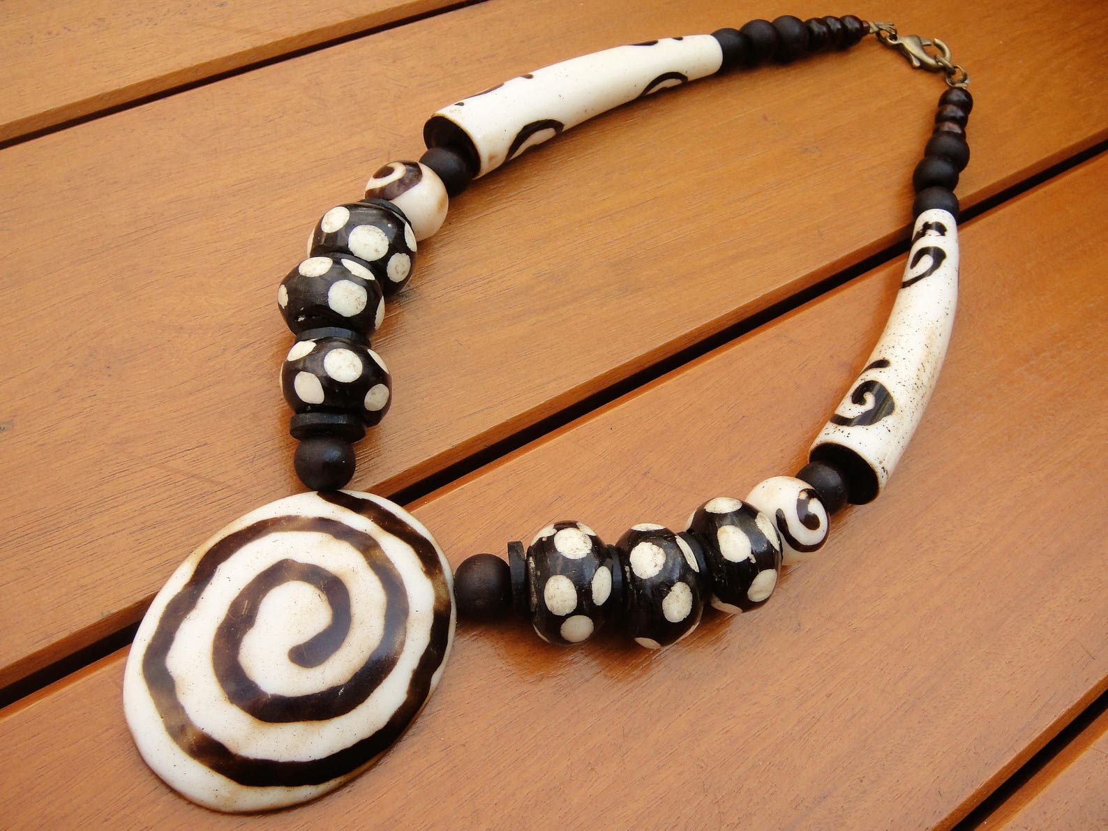 Ethnic Bone Necklace Tribal Beaded Bib Batik Necklace Kenyan - Etsy
