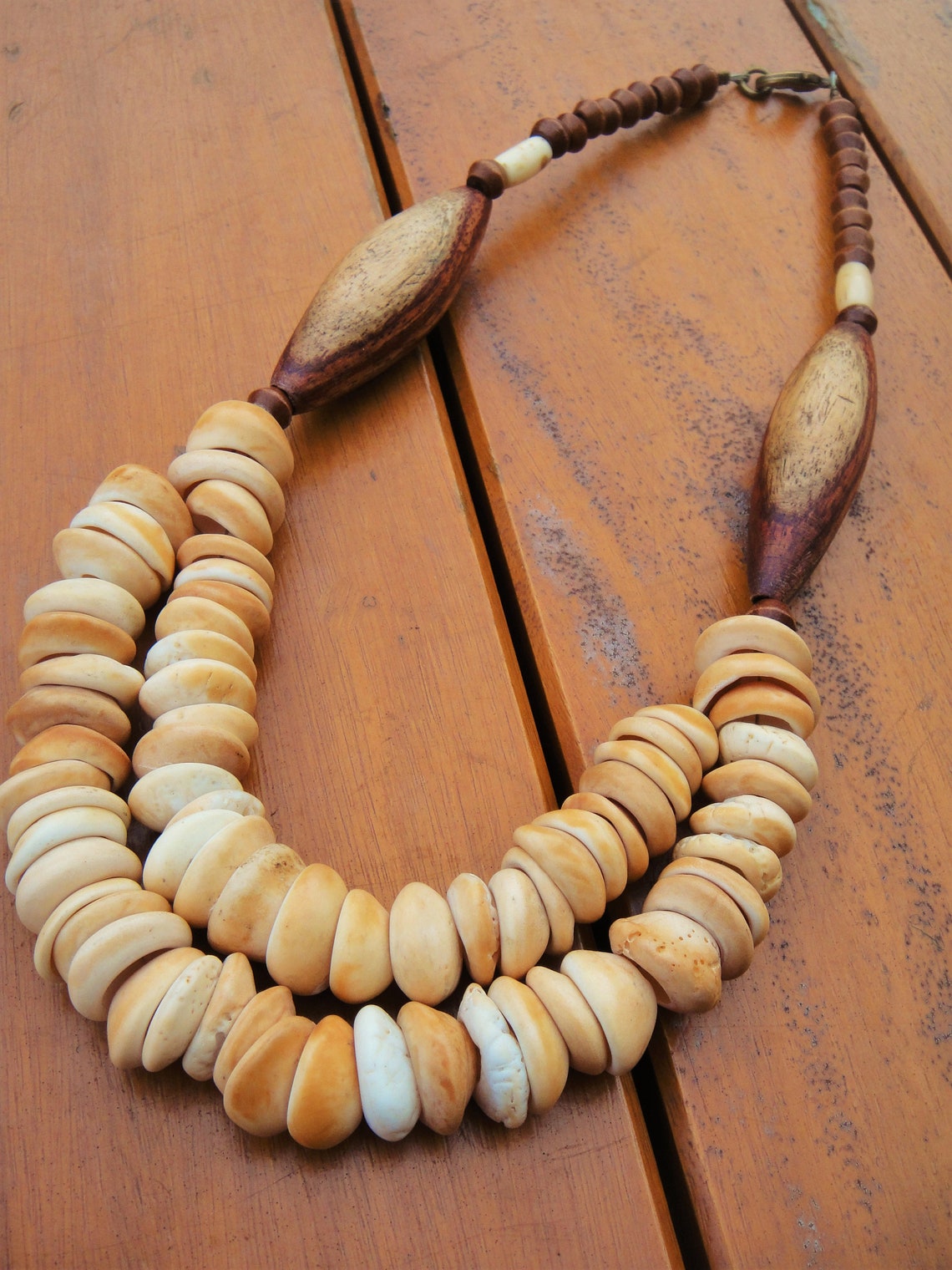 Tribal Shell Bib Ethnic Bone Necklace Luxury High End Chunky | Etsy