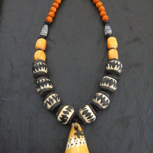 Batik Bone Necklace Tribal Shells Luxury Vintage Couture Jewelry Heavy ...