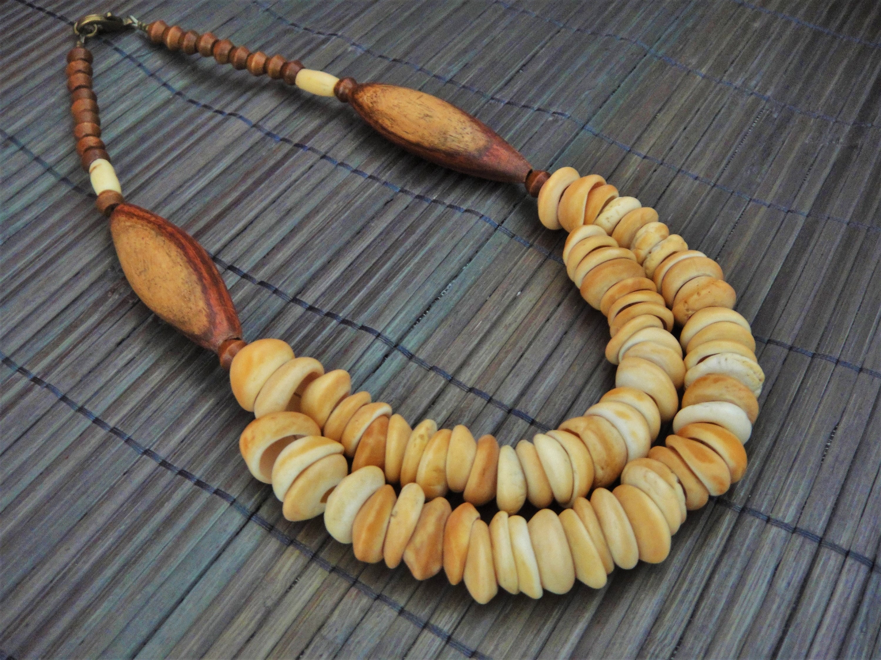 Tribal Shell Bib Ethnic Bone Necklace Luxury High End Chunky Necklace ...