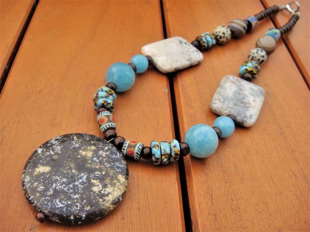 Semi-precious Stones Jasper Necklace Quartz Gemstones Ethnic - Etsy