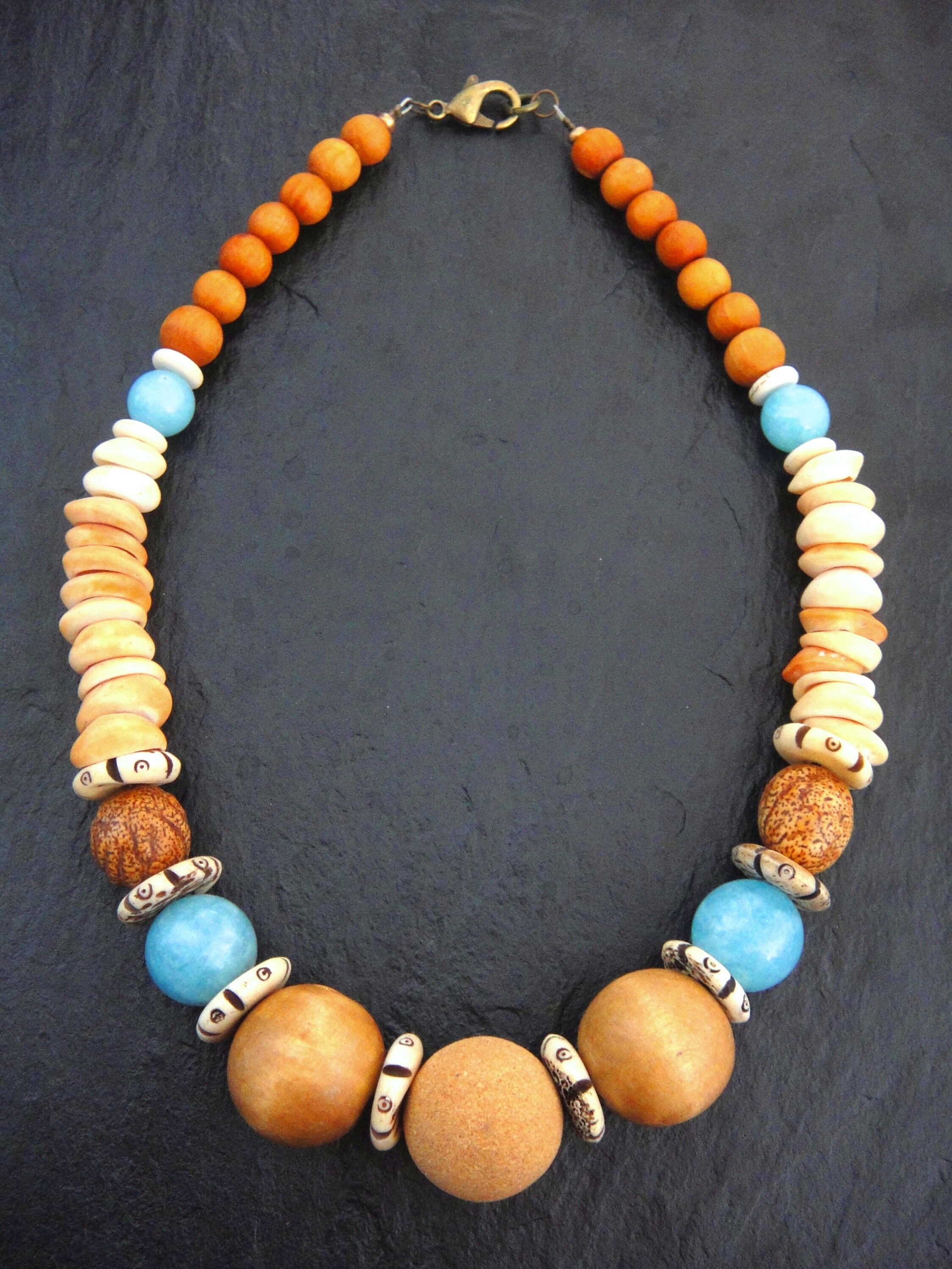 Ethnic Shell Choker Gemstone Necklace Carved Bone Custom Designer ...