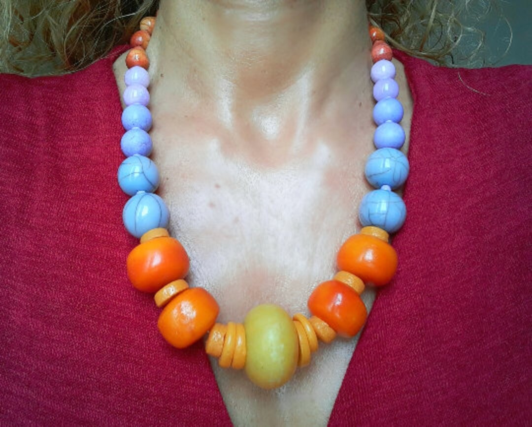Copal Necklace African Jewelry Statement Necklace Tribal Choker Chunky ...