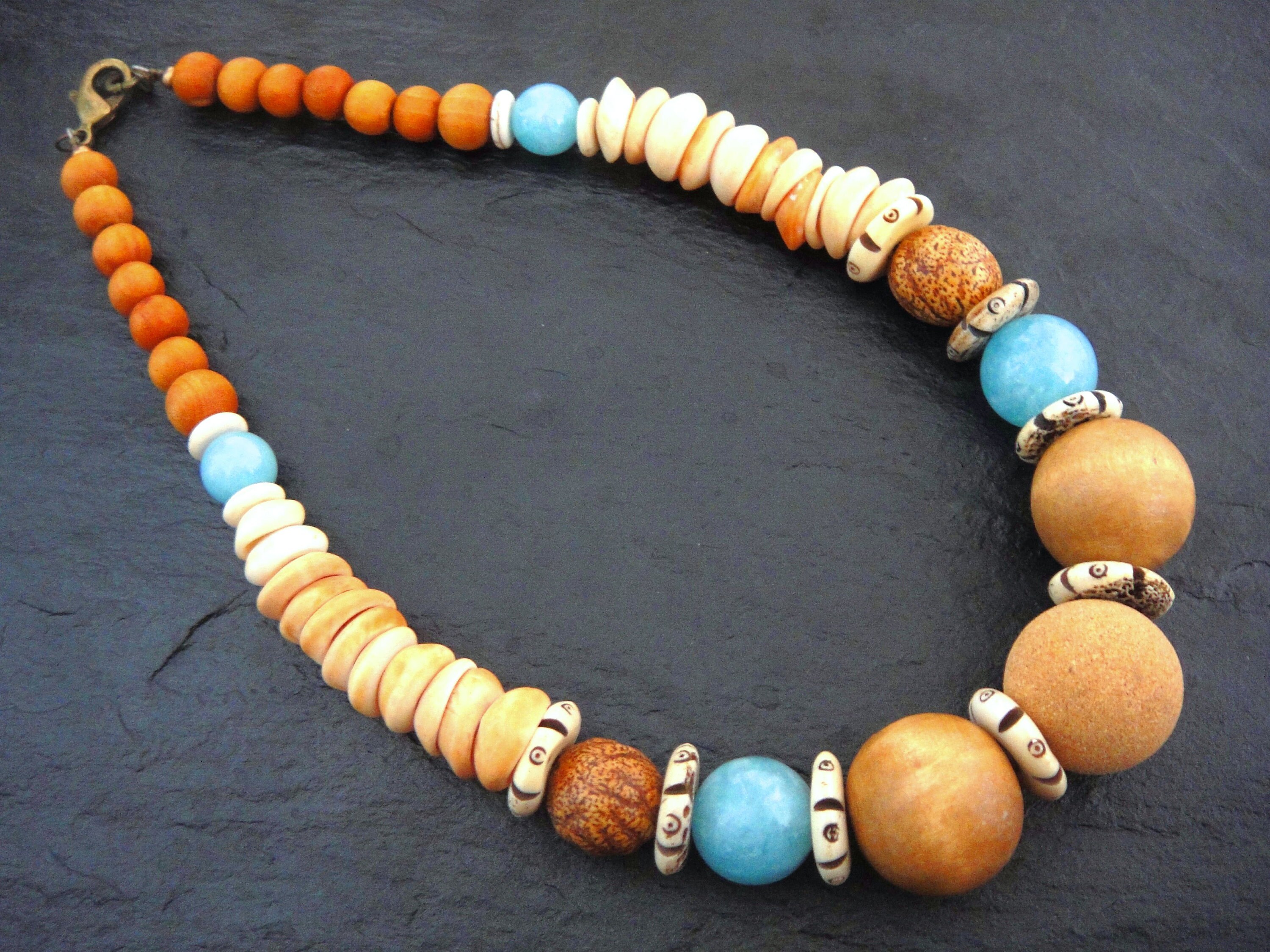 Ethnic Shell Choker Gemstone Necklace Carved Bone Custom Designer ...