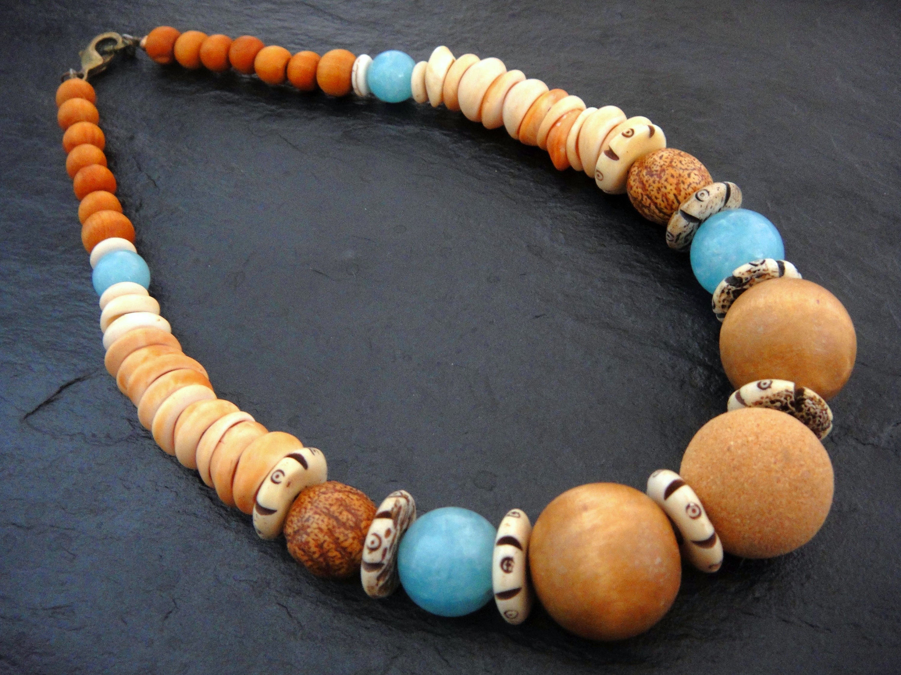 Ethnic Shell Choker Gemstone Necklace Carved Bone Custom Designer ...