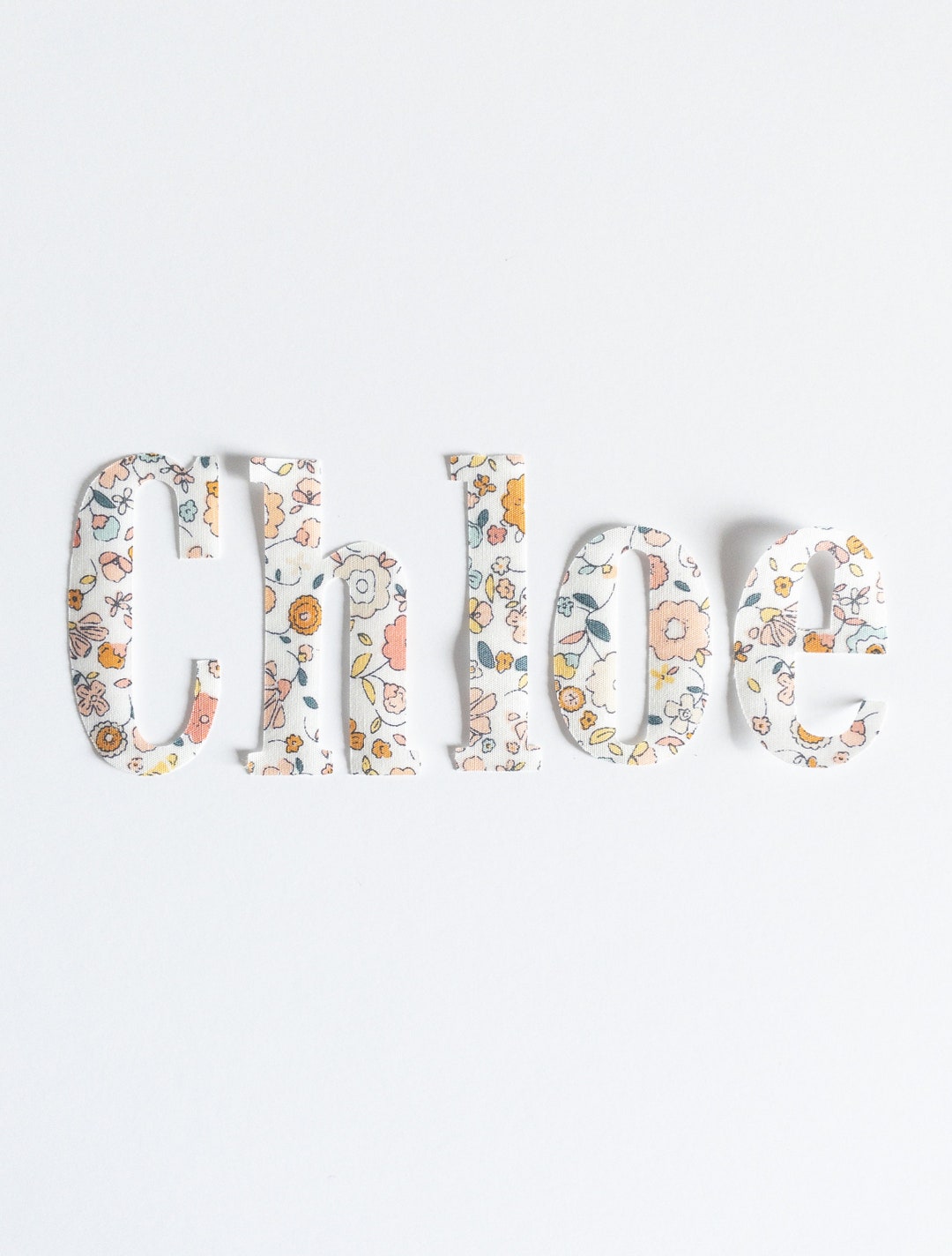 Iron on Fabric Name Applique, Floral Fabric Name for Iron On, Iron on ...