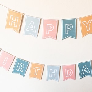 Printable Birthday Banner for Party Decor Boho Theme Bunting Banner ...