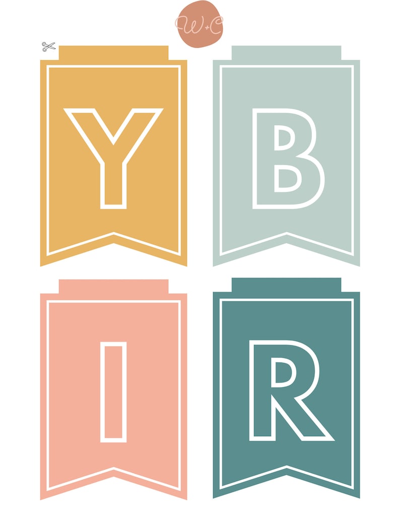 Printable Birthday Banner for Party Decor Boho Theme Bunting Banner ...