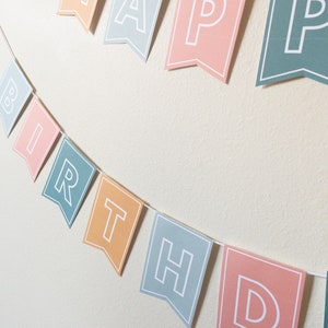 Printable Birthday Banner for Party Decor Boho Theme Bunting Banner ...