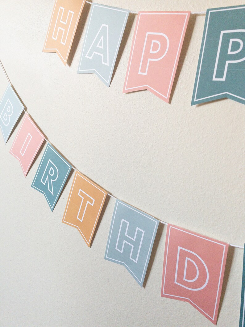 Printable Birthday Banner for Party Decor Boho Theme Bunting Banner ...